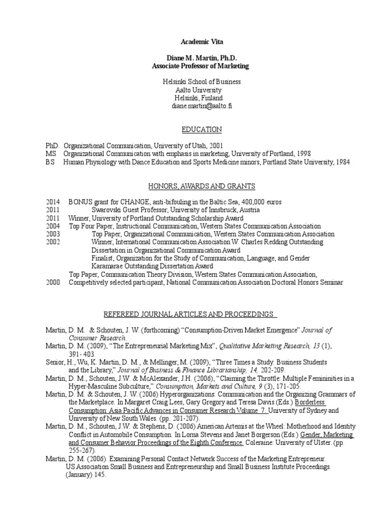 Diane Martin CV | PDF | Oregon | Marketing