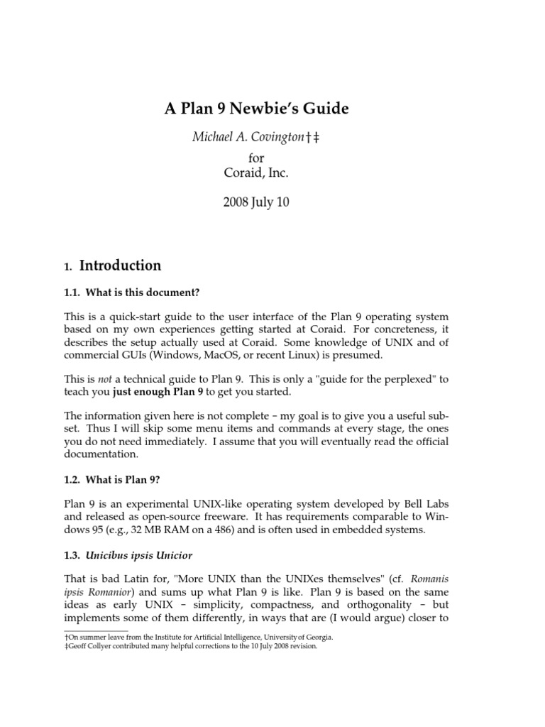 A Plan 9 Newbie's Guide | PDF | Personal Computers | Computer File