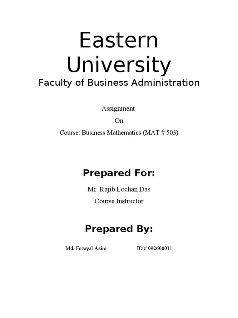Business Mathematics Assignment Overview | PDF | Teaching Mathematics ...