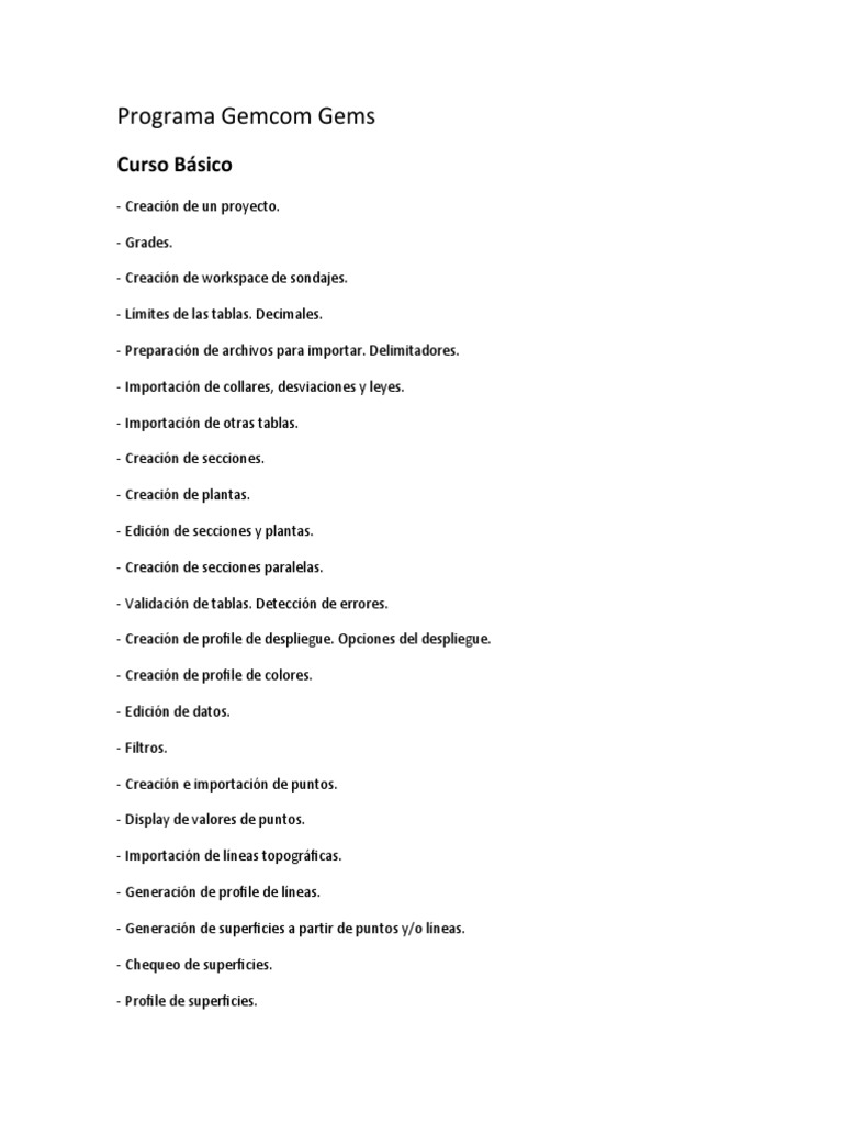 Resumen del Curso Gemcom Gems | PDF
