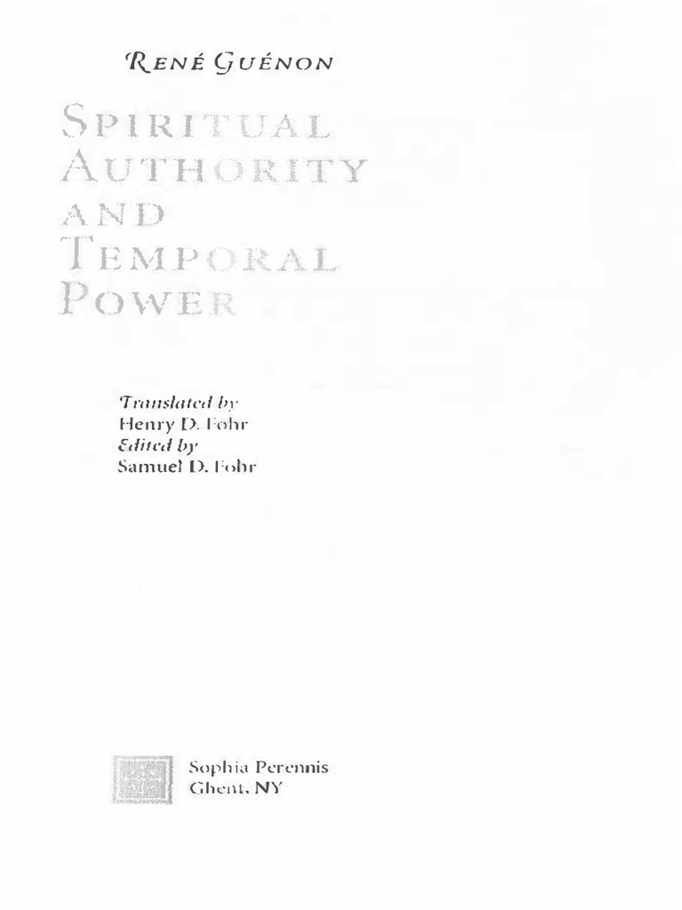Spiritual Authority and Temporal Power - Rene Guenon | PDF | Truth ...
