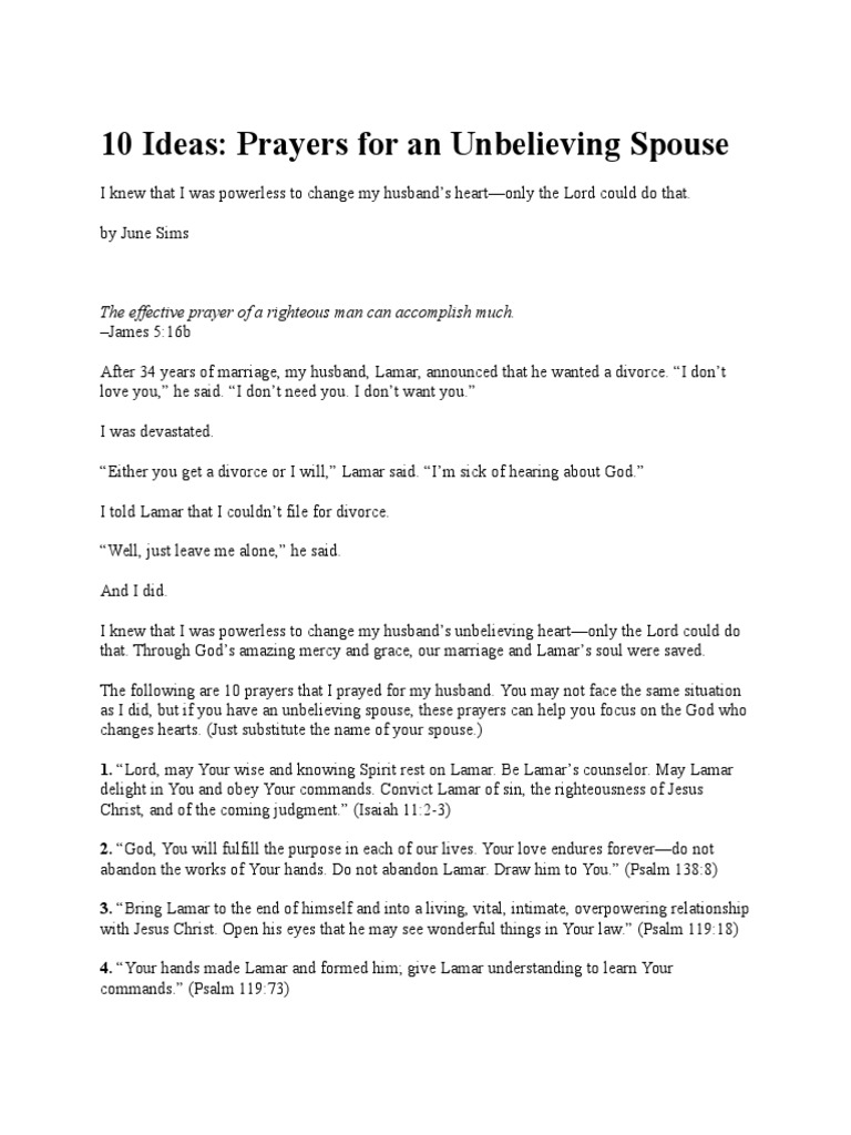 Prayer For Husbands in Adultery | PDF | God The Father | Prayer