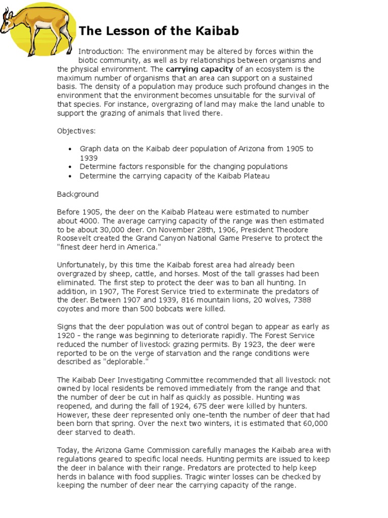 The Lesson of The Kaibab Carrying Capacity 1 | PDF | Natural ...