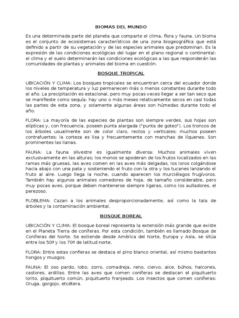 Biomas del Mundo: Diversidad Ecológica | PDF | Desierto | Geografía Física
