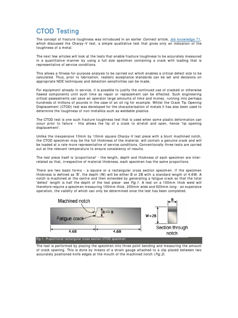 CTOD Testing | PDF | Fracture | Fracture Mechanics