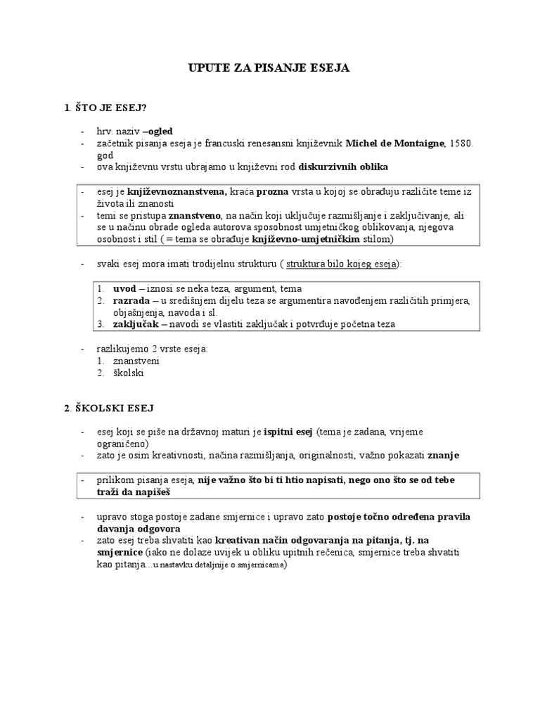 Upute Za Pisanje Eseja | PDF