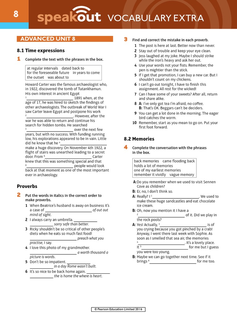 Speakout Vocabulary Extra Advanced Unit 08 | PDF | Archaeology