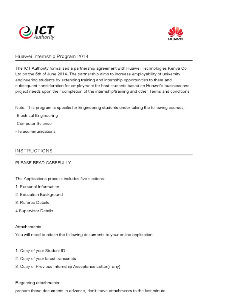 Huawei Internship Program 2014 | PDF | Networks | Telecommunications