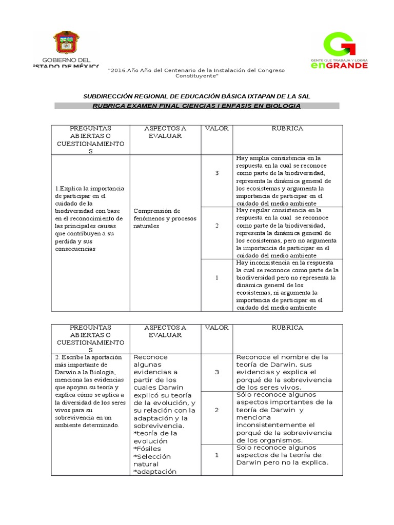 Rubrica Ciencias I | PDF | Biodiversidad | Adaptación
