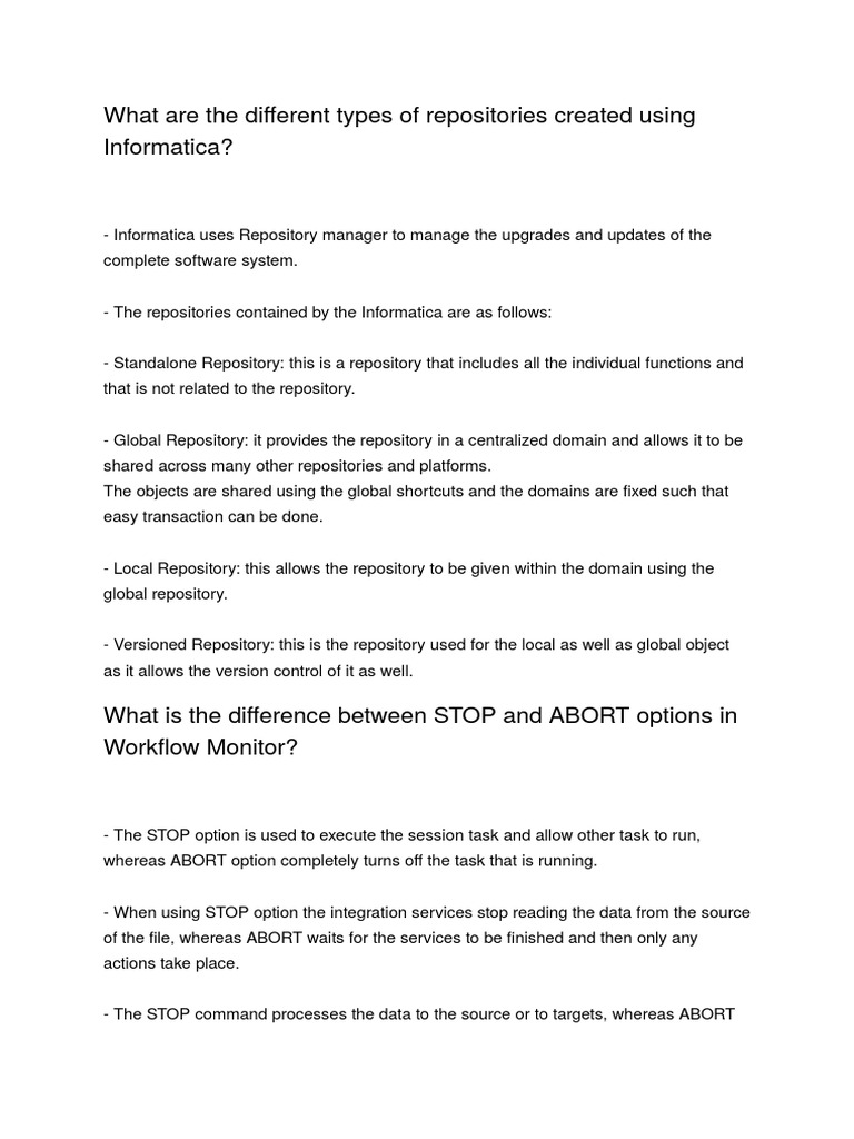 What Are The Different Types of Repositories Created Using Informatica ...