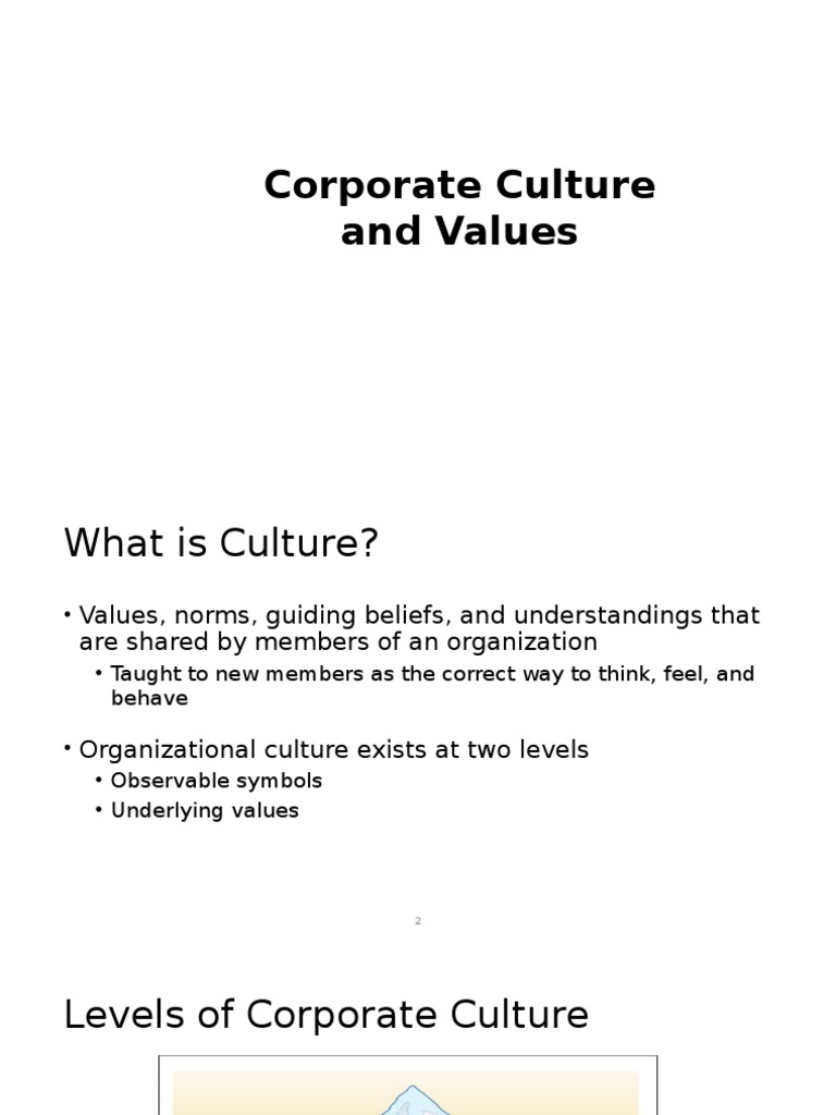 Corporate Culture and Values (2015PT) | PDF | Organizational Culture ...