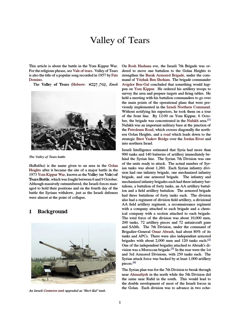 Valley of Tears Battle Overview | PDF | Military Organization ...