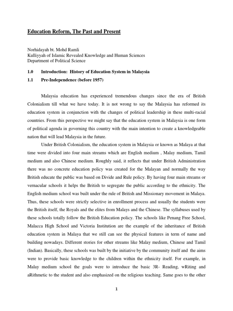 Malaysia's Education Reform History | PDF | Malaysia | Secondary School