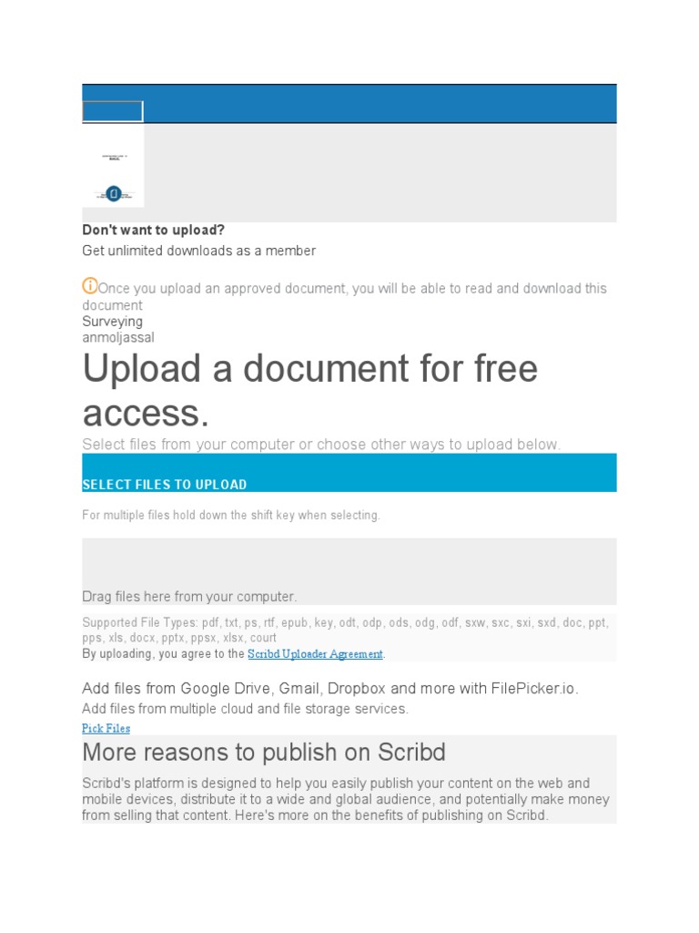 Upload A Document For Free Access.: More Reasons To Publish On Scribd | PDF | Scribd | Web Page