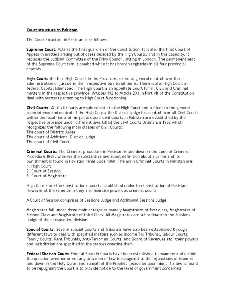 Overview of Pakistan's Court Structure | PDF | Supreme Courts | Virtue
