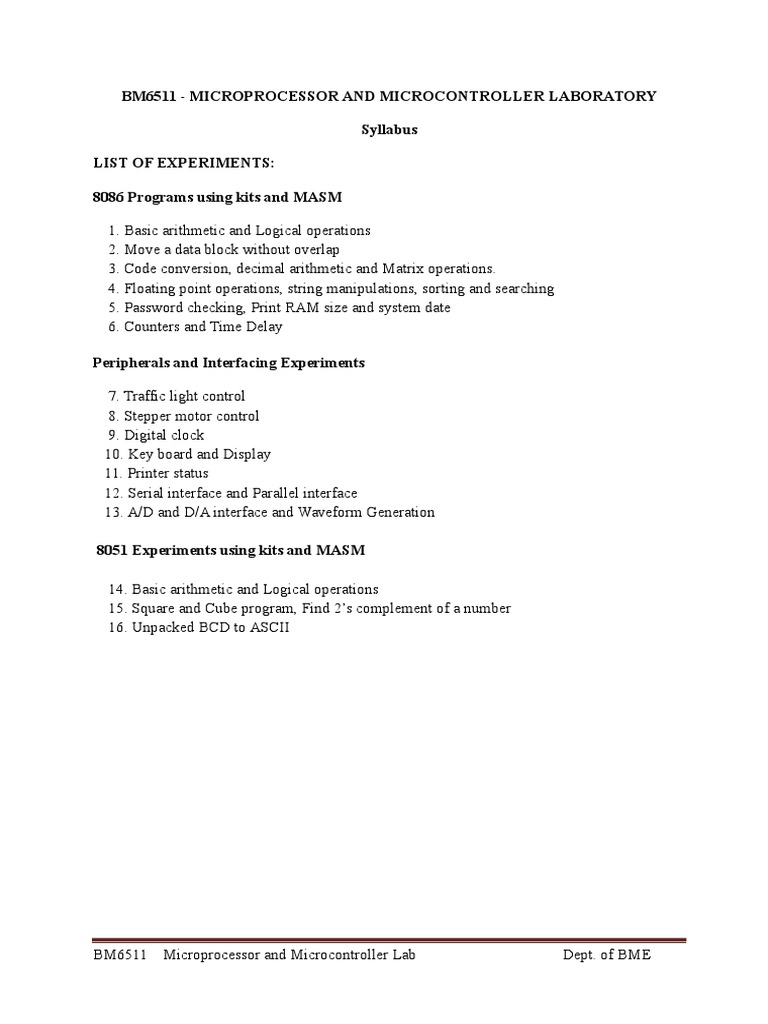 Microprocessor Lab Experiments | PDF | Instruction Set | Central ...