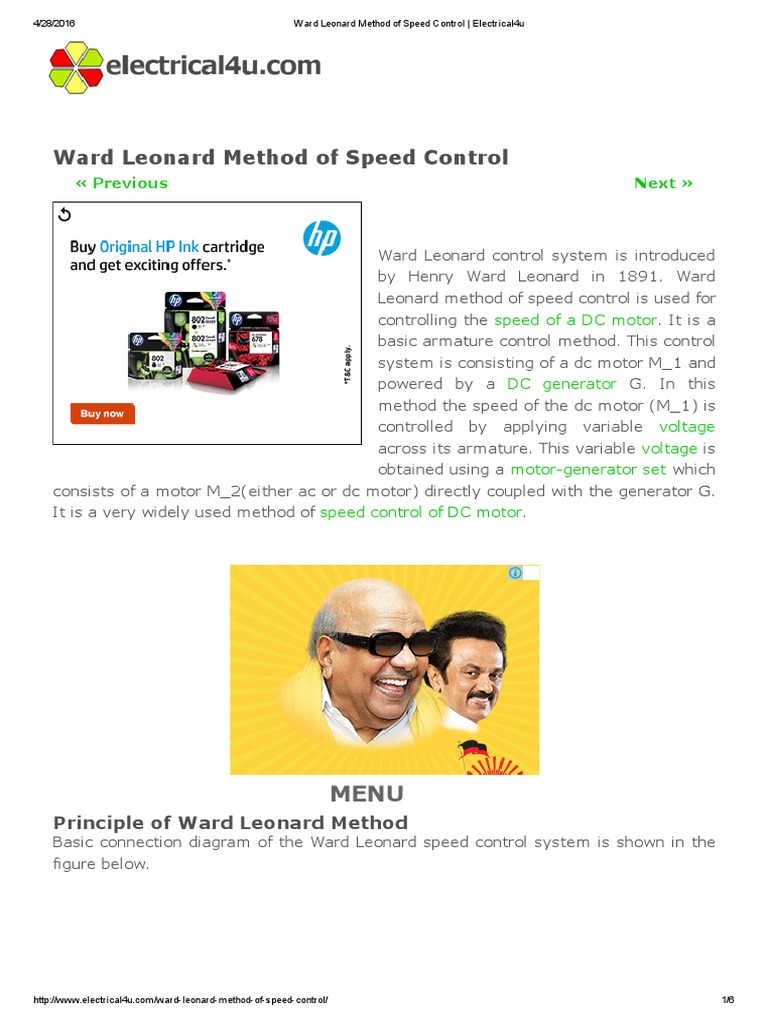 Ward Leonard Method of Speed Control | Download Free PDF | Electric ...