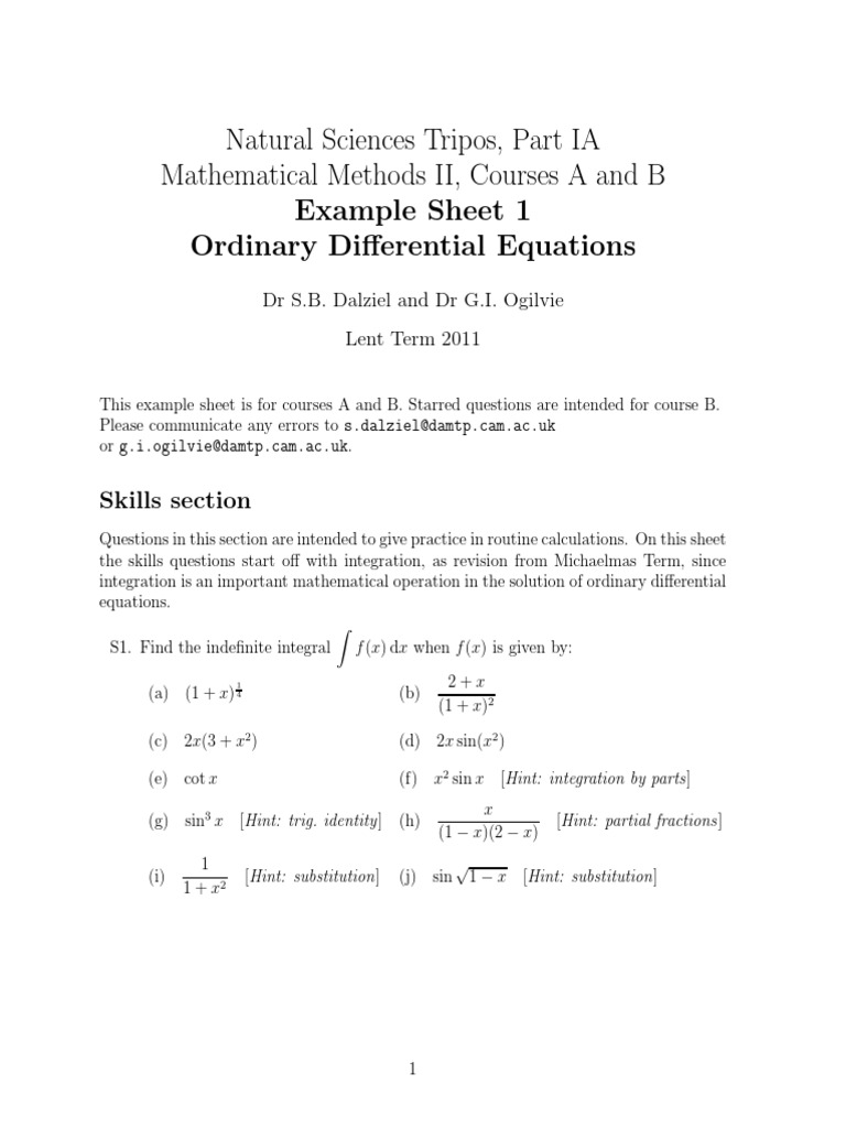 ODE Math Practice Test Examples | PDF | Capacitor | Inductor