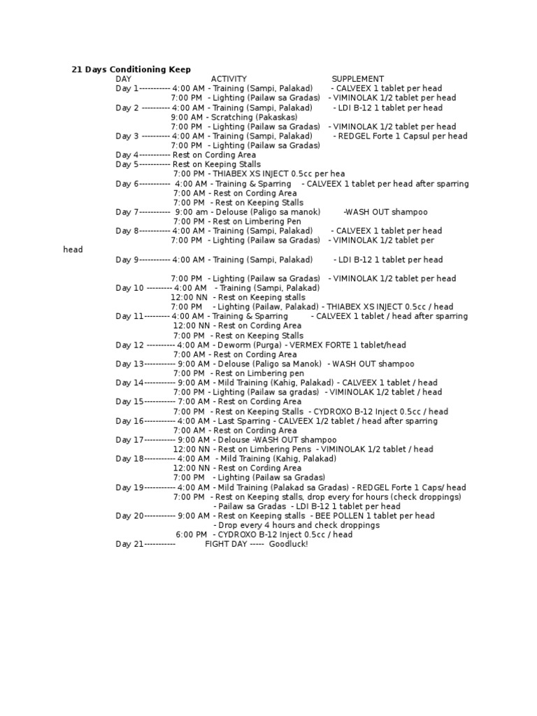 21 Days Conditioning Keep | PDF