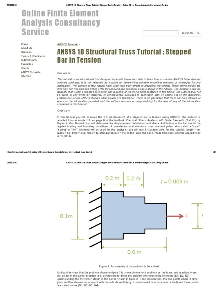 ANSYS 1D Structural Truss Tutorial - Stepped Bar in Tension - Online ... ANSYS 1D Structural Truss Tutorial - Stepped Bar in Tension - Online ...