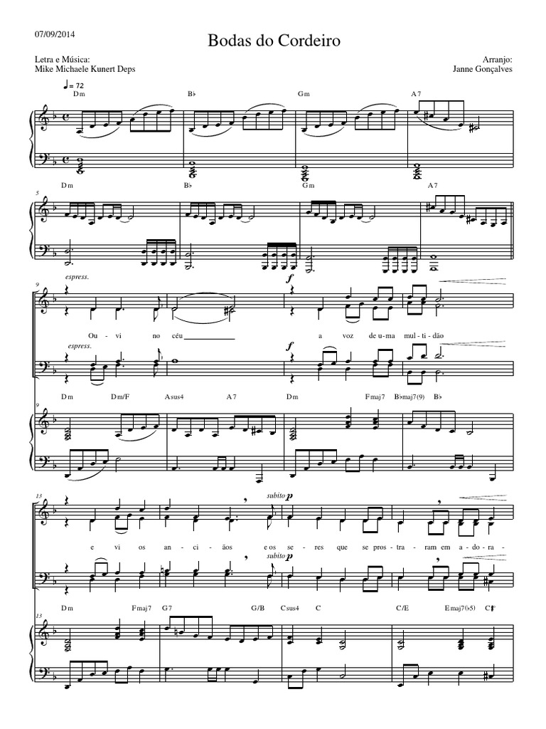 Bodas Do Cordeiro - Vocal e Piano | PDF