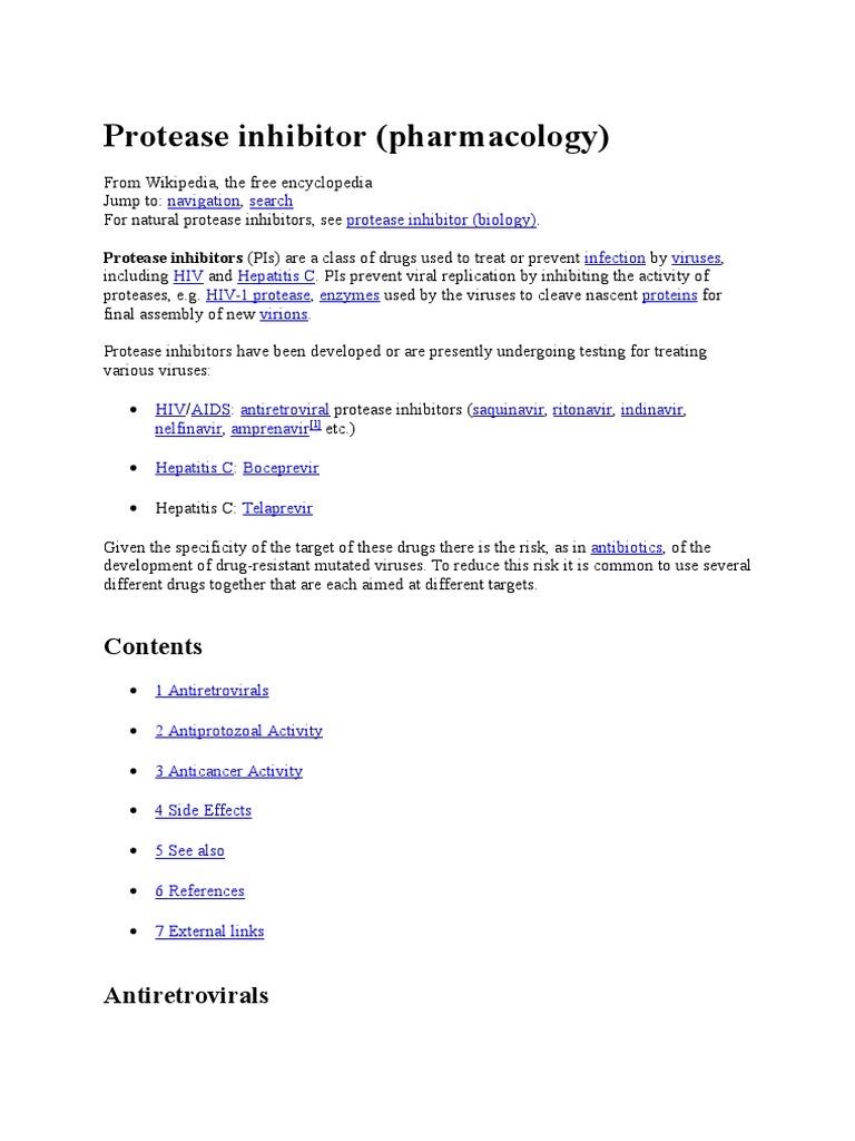 Protease Inhibitor (Pharmacology) : Protease Inhibitors (Pis) Are A ...