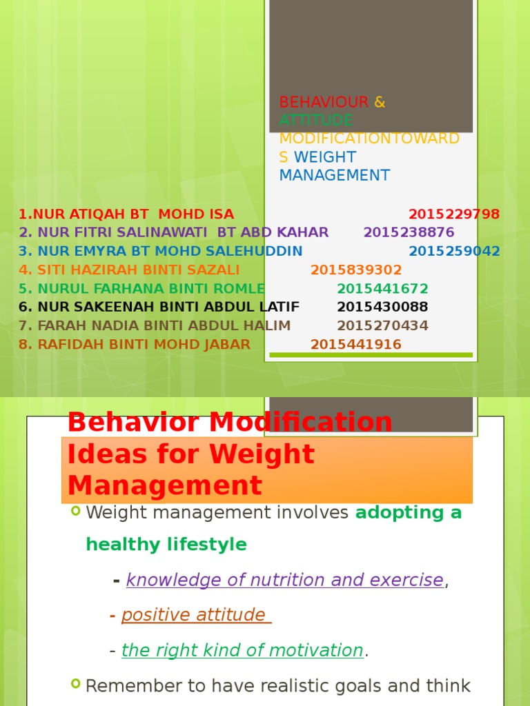 Behaviour & Attitude Modifications Towards Weight Management | PDF ...