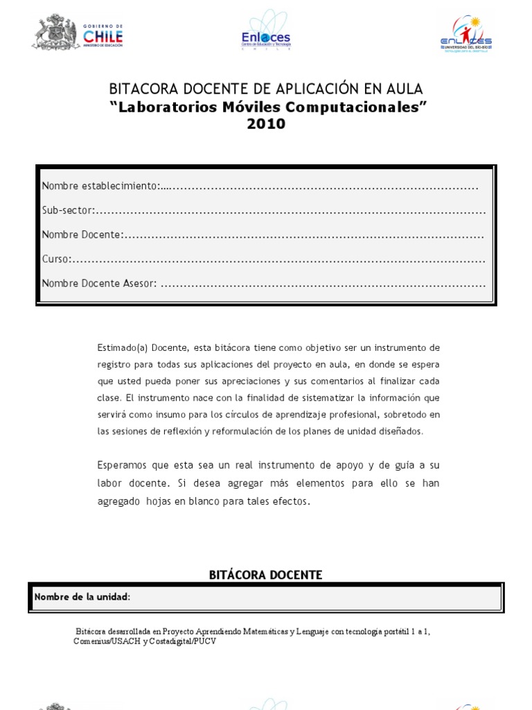 Bitácora Docente Aplicación Al Aula Pdf Tecnologia Educacional