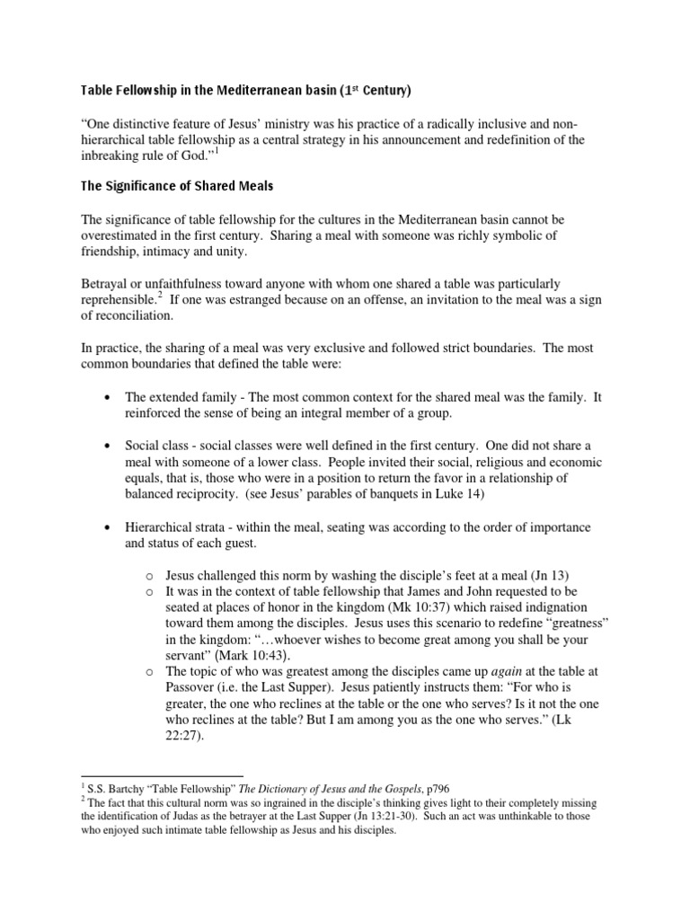 Table Fellowship in The Mediterranean Basin | PDF | Last Supper ...