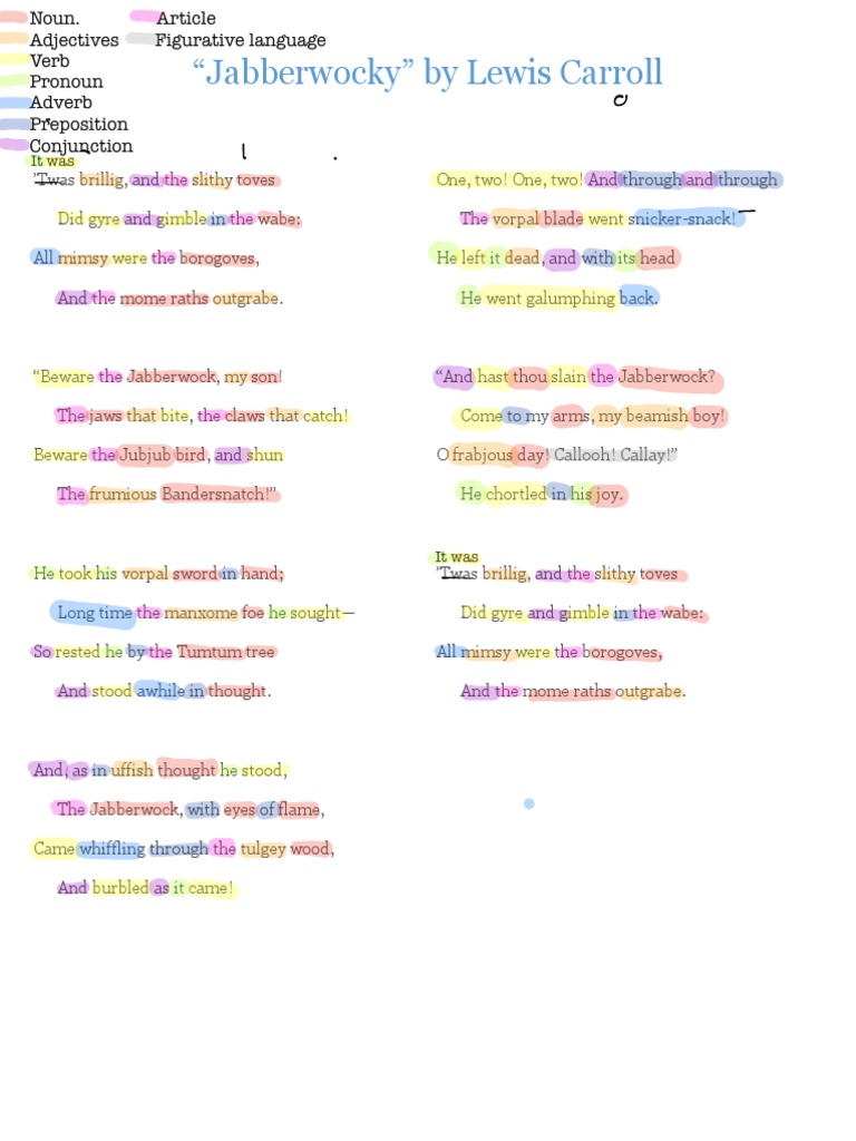 Jabberwocky: A Poem by Lewis Carroll | PDF