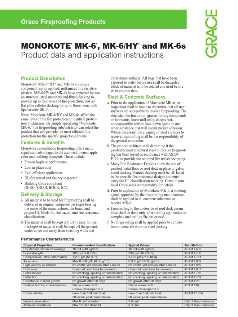 Monokote MK-6, MK-6/HY and MK-6s Product Data and Application ...