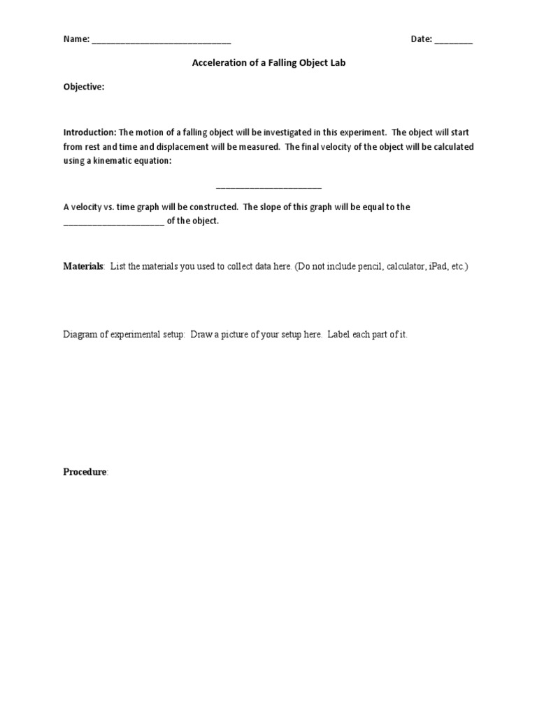 Falling Object Acceleration Lab Guide | PDF | Teaching Methods & Materials