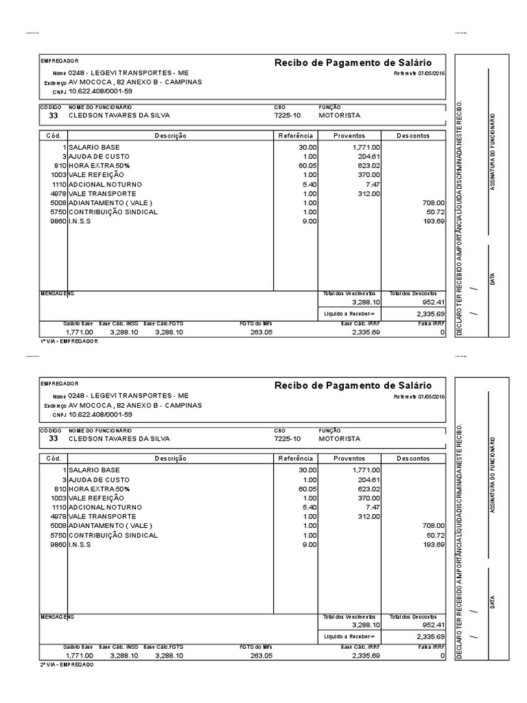 Modelo de Holerite Com Soma