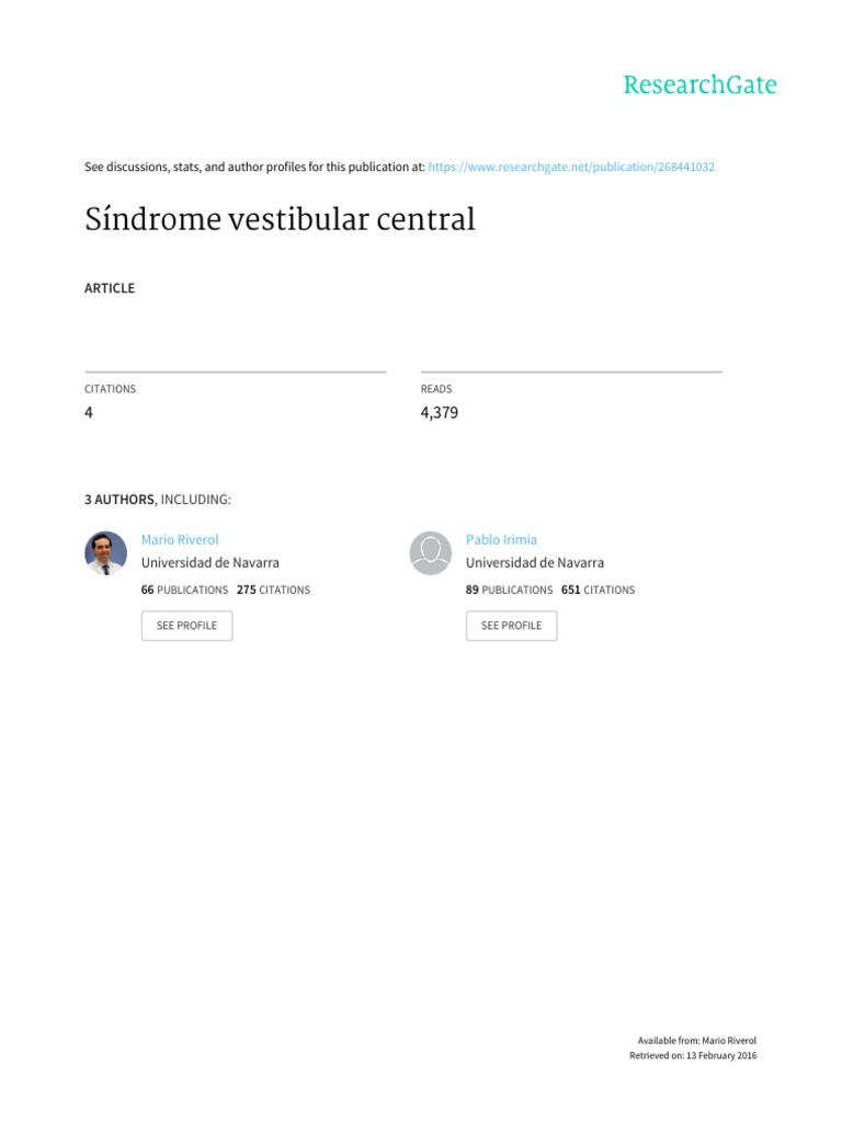 Vertigo Central | PDF | Migraine | Neurology