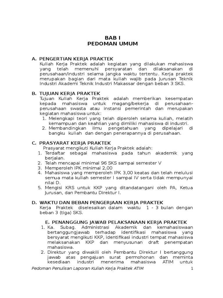 Format Penulisan Laporan KKP | PDF