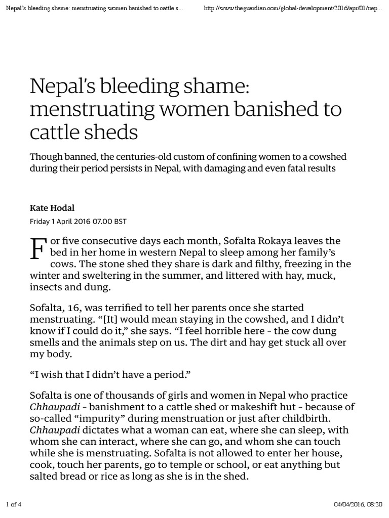 Nepal's Bleeding Shame: Menstruating Women Banished To Cattle Sheds ...