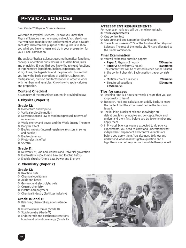 Physical Sciences: Assessment Requirements | PDF | Test (Assessment ...