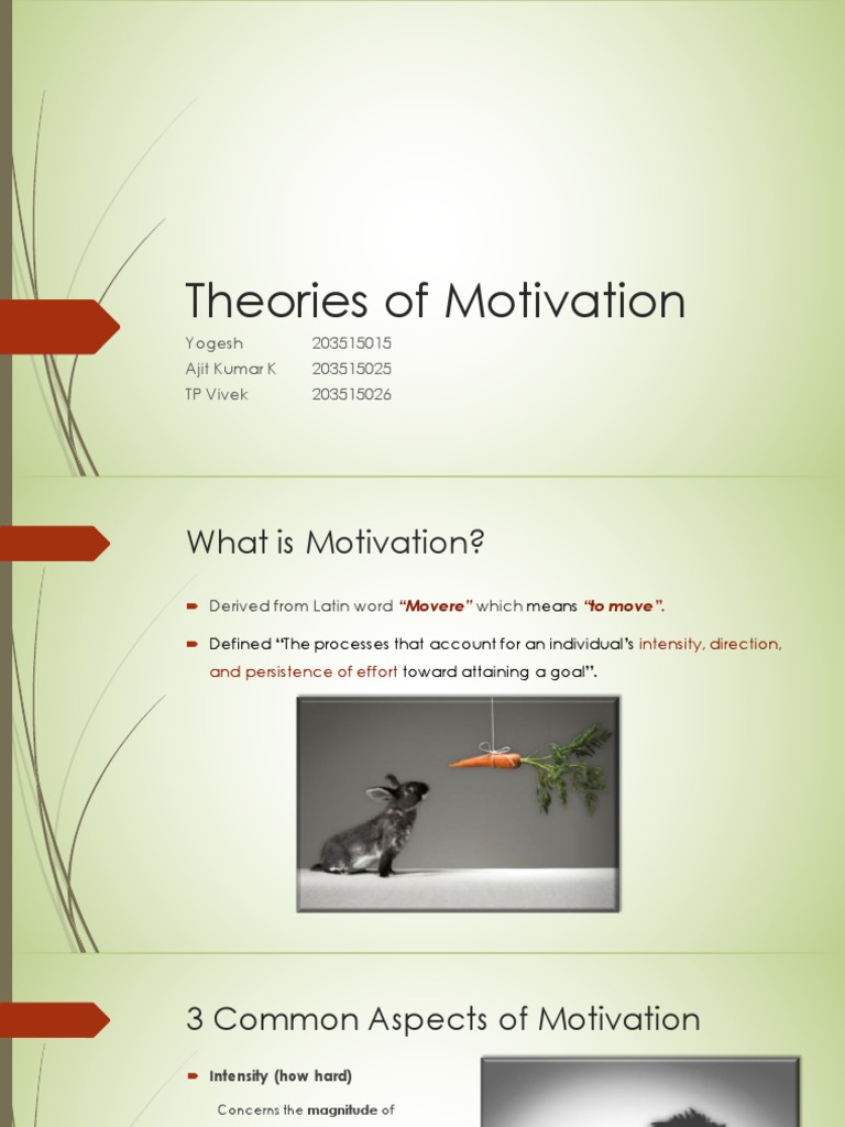 Theories of Motivation | PDF | Motivation | Motivational
