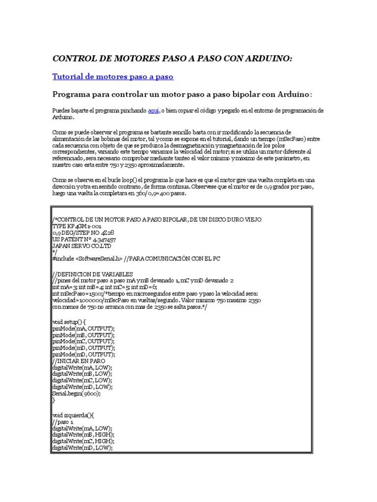 Control de Motores Paso A Paso Con Arduino | PDF | Arduino ...