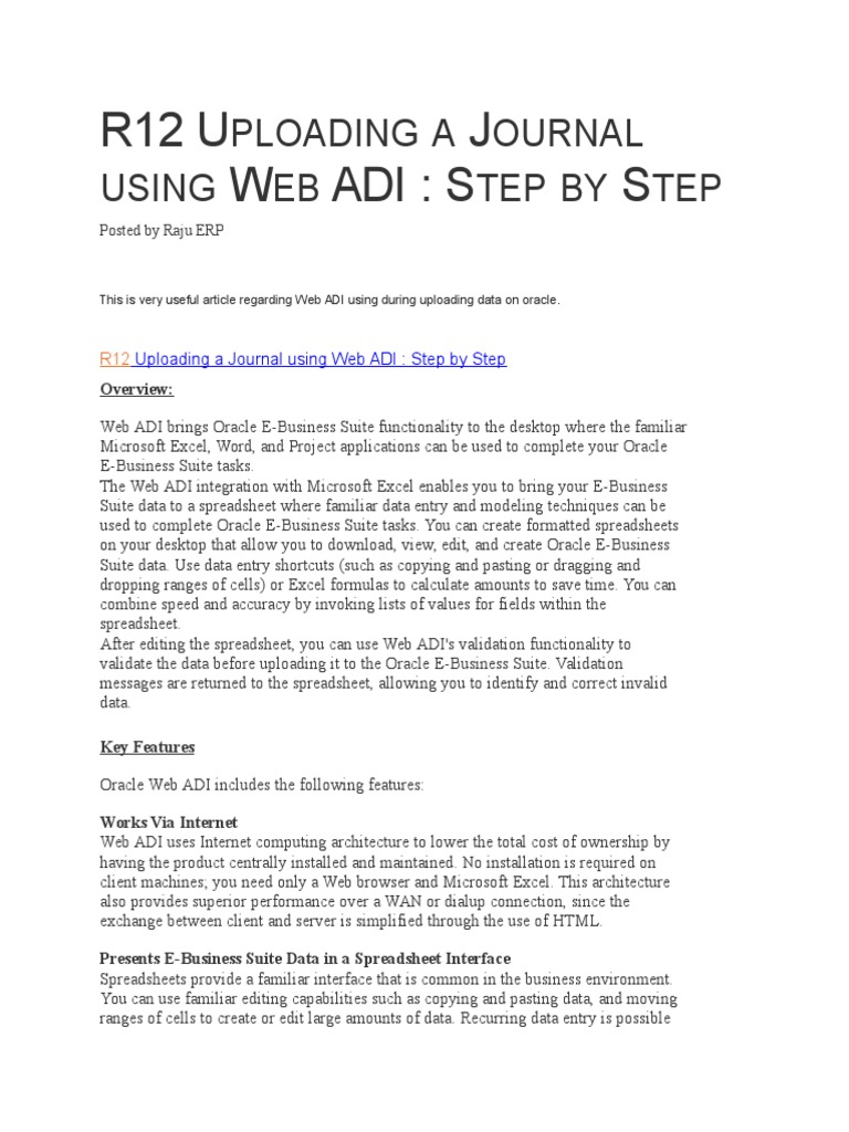 R12 Uploading A Journal Using Web ADI | Download Free PDF | Spreadsheet ...