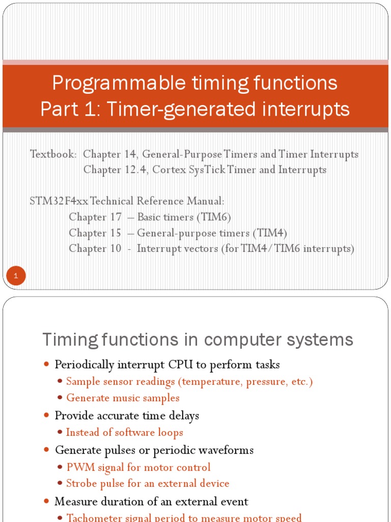 Programmable Timing Functions Part 1: Timer-Generated Interrupts | PDF | Timer | Input/Output