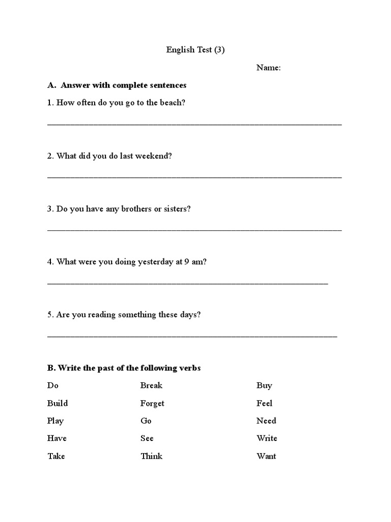 English Test Level 3 | PDF | Language Arts & Discipline