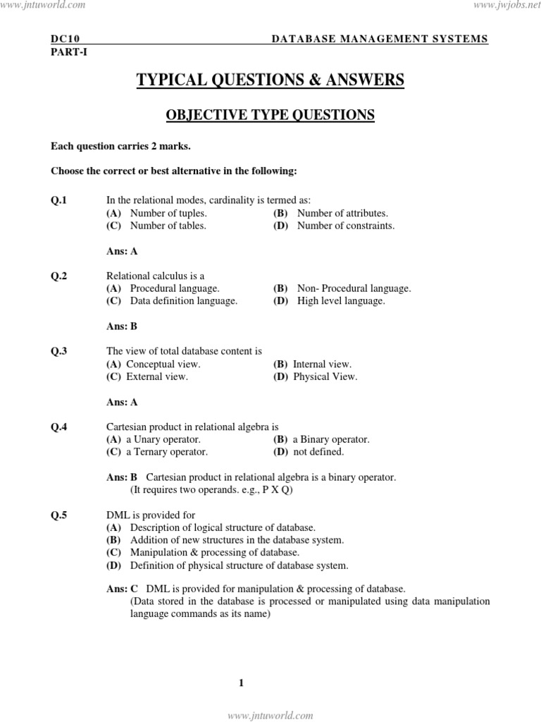 Dbms Objective Bits PDF | PDF | Databases | Relational Database