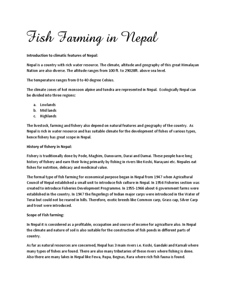 Fish Farming in Nepal | PDF | Nepal | Agriculture