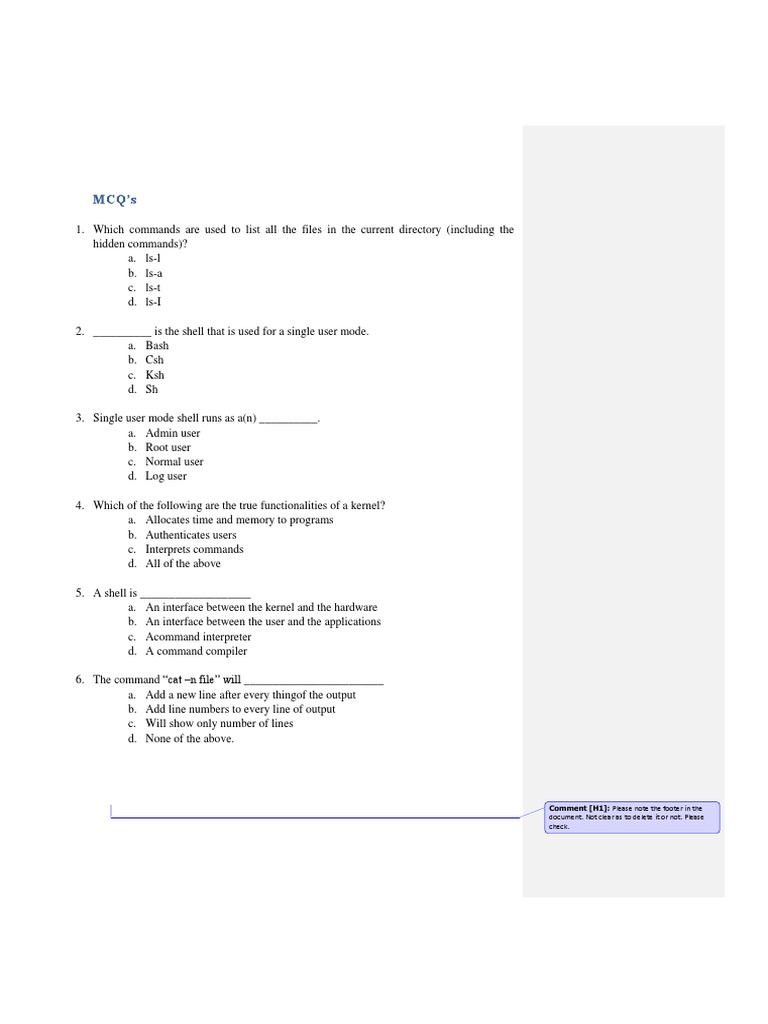 MCQ Practice Test on Linux Fundamentals, Perl Scripting and Networking ...