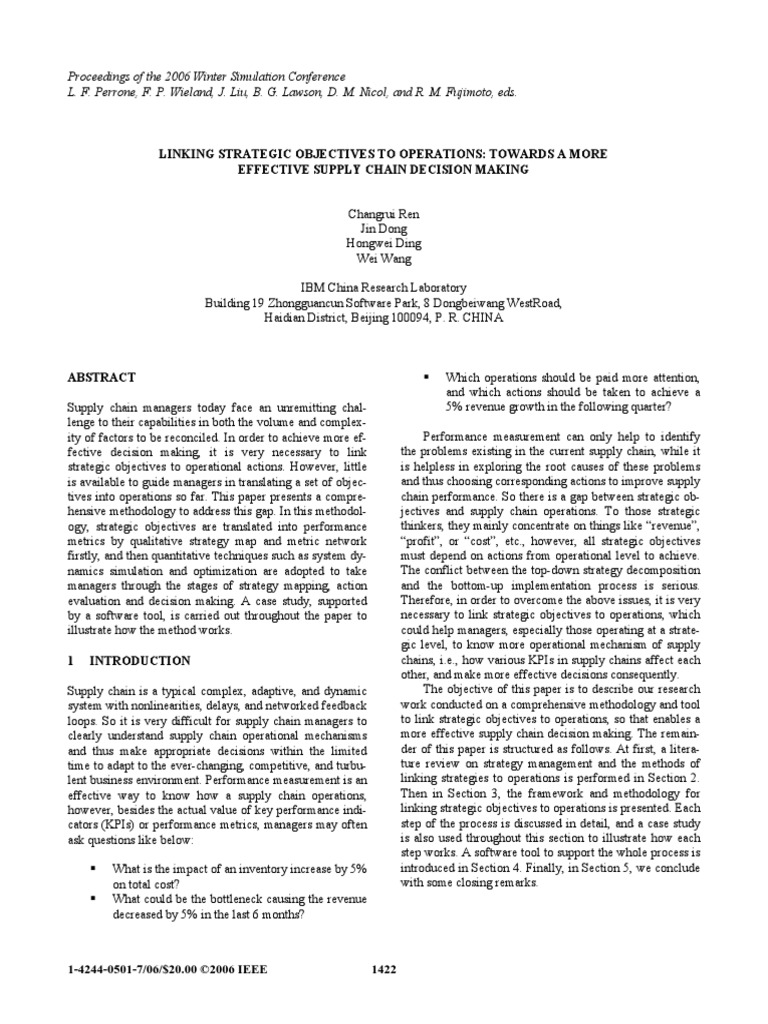 Linking Strategic Objectives To Operations | PDF | Strategic Management ...