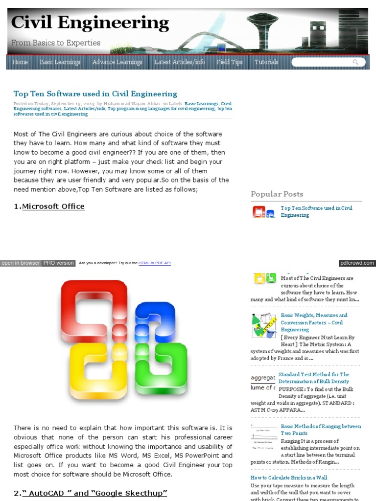 Civilvalley Blogspot Com 2013 09 Top Ten Software Used in Ci | PDF ...