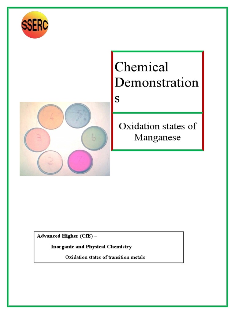 Manganese Oxidation States and Colors | PDF | Manganese | Molecules