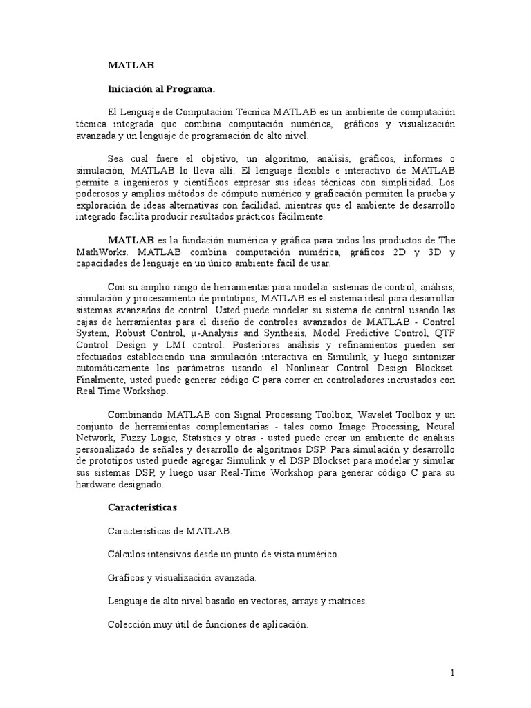 Manual de Matlab | PDF | Matlab | Valores propios y vectores propios