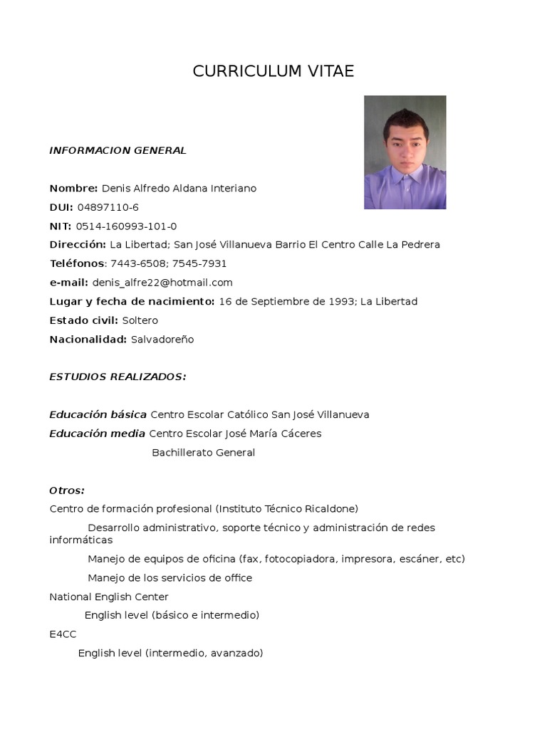 Curriculum Denis | PDF